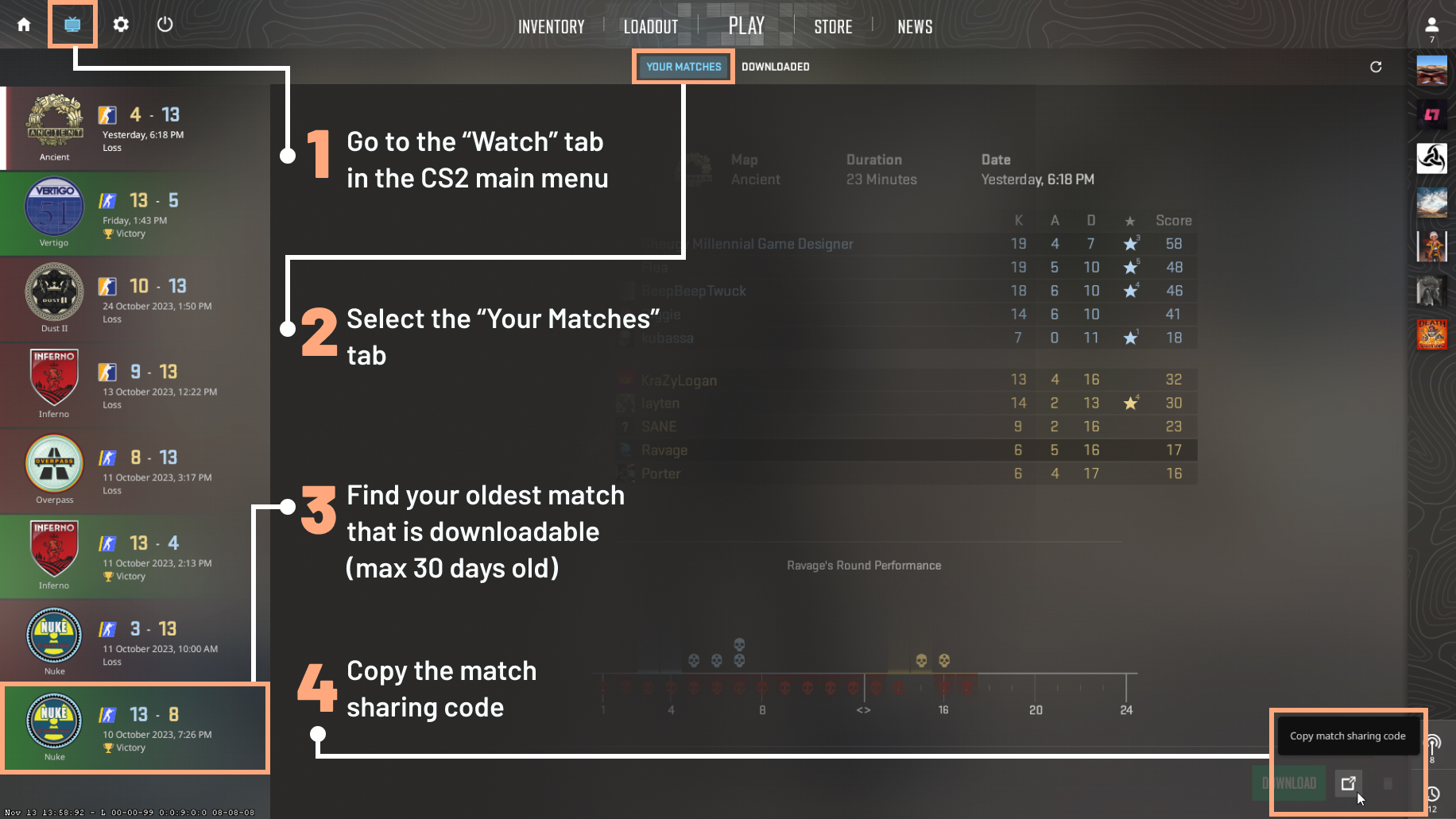 How do I find my share codes or download matches in CS2? – Allstar