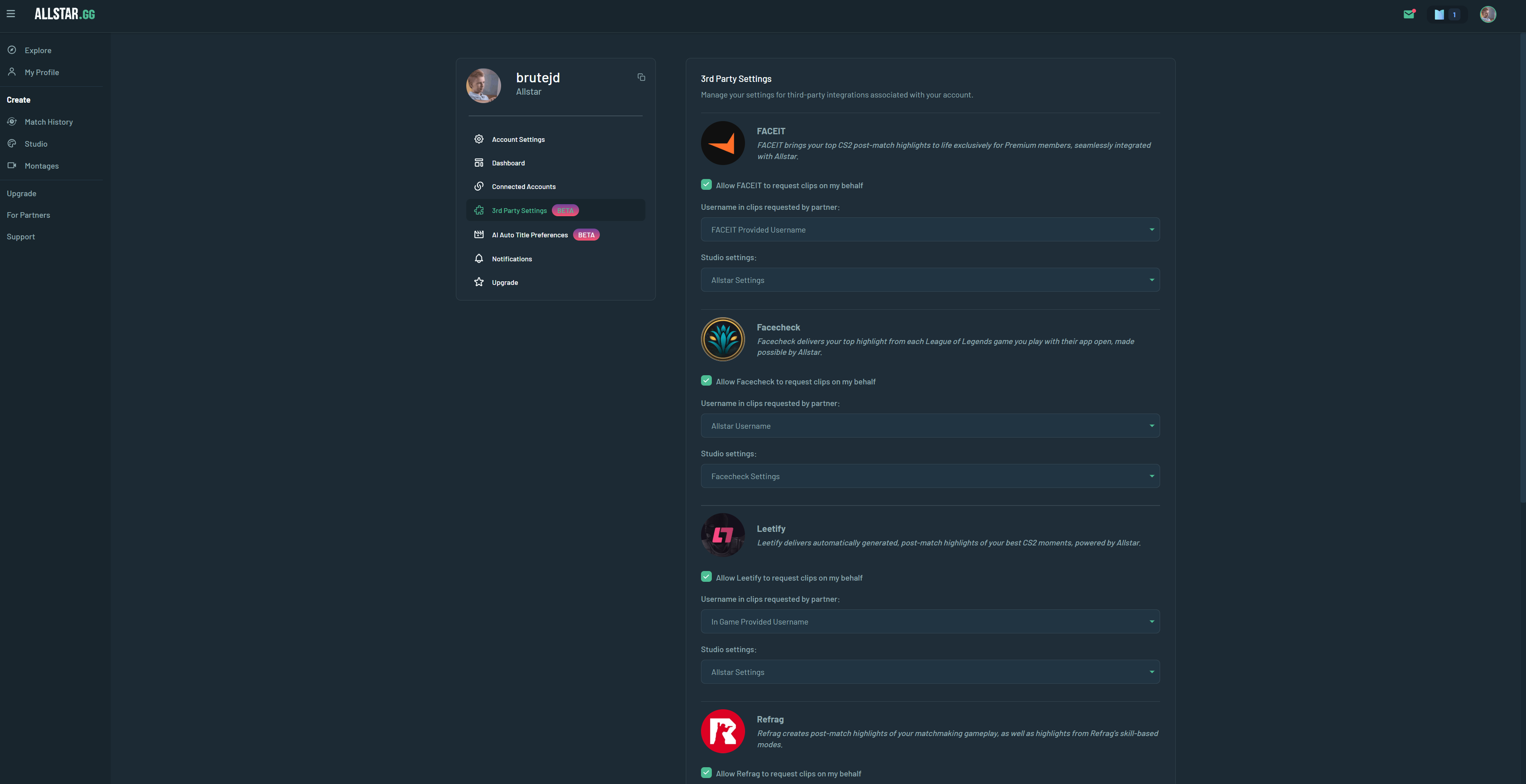 3rd Party Settings – Allstar